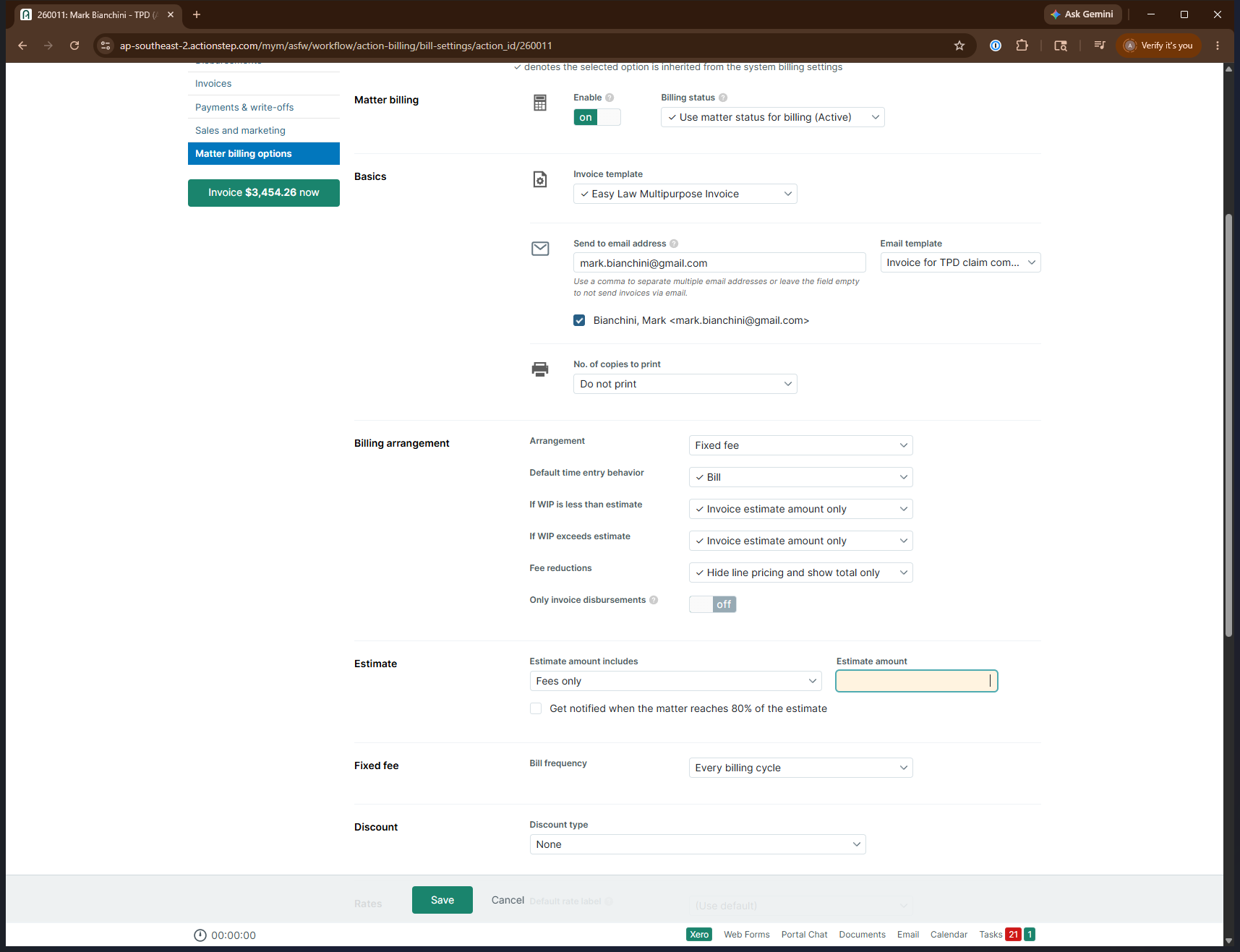 Configure Fixed-Fee TPD Matters for Billing