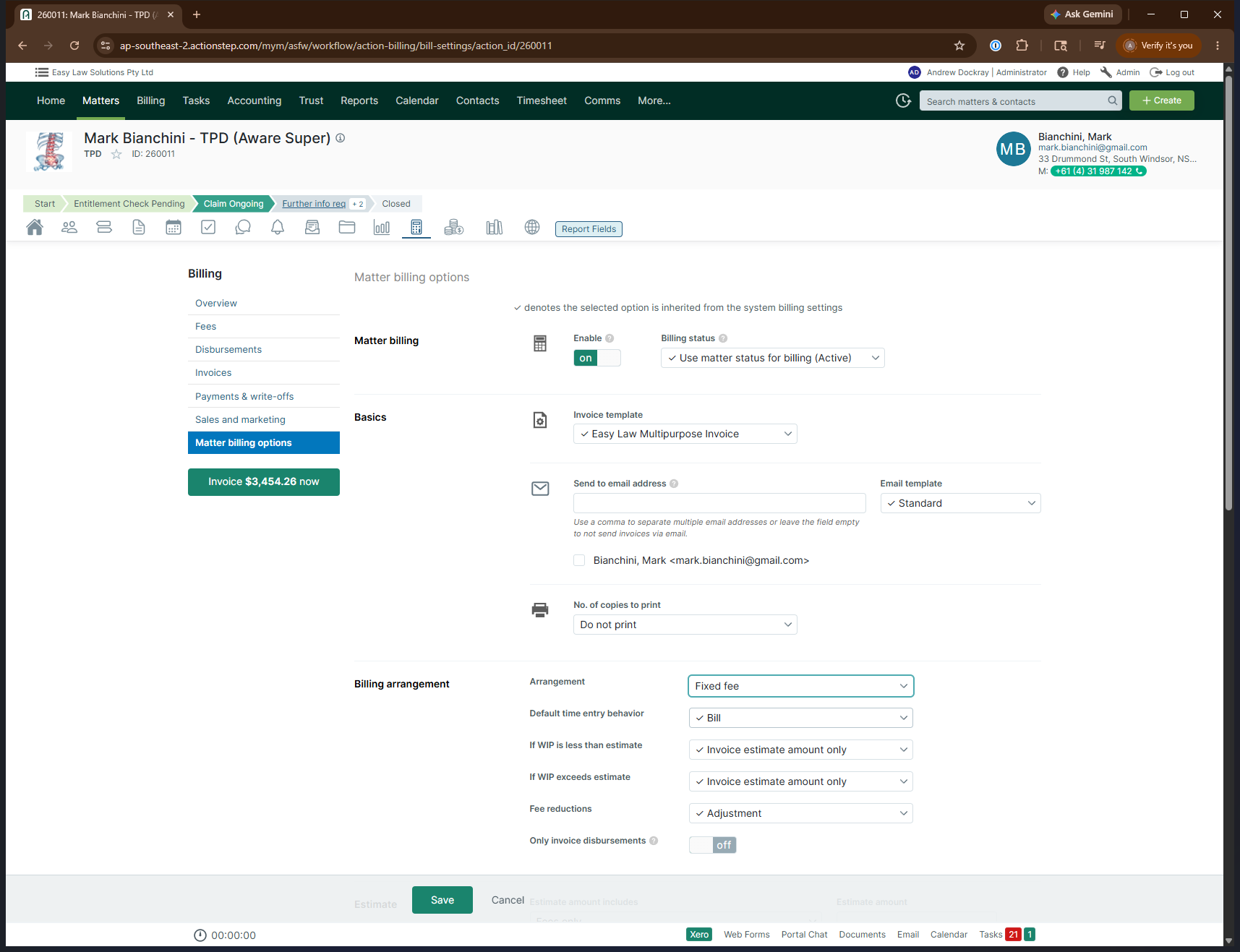 Configure Fixed-Fee TPD Matters for Billing